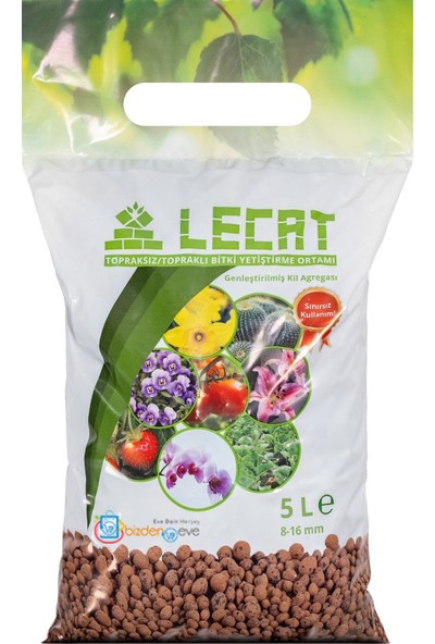 Bizden Eve 8-16 mm Lecat Genleştirilmiş Hafif Kil Bilyesi Hidrokültür Toprağı 5 Litre Topraksız Tarım Bizden Eve 8-16 mm Lecat Genleştirilmiş Hafif Kil Bilyesi Hidrokültür Toprağı 5 Litre Topraksız Tarım