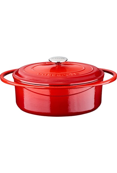 Lava Döküm Oval Tencere Ölçü 22X28CM Kırmızı Lava Döküm Oval Tencere Ölçü 22X28CM Kırmızı