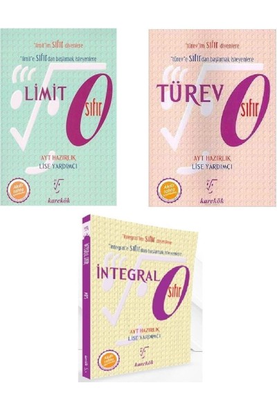 Karekök Yayıncılık Limit, Integral, Türev Sıfır 3 Kitap Set Karekök Yayıncılık Limit, Integral, Türev Sıfır 3 Kitap Set