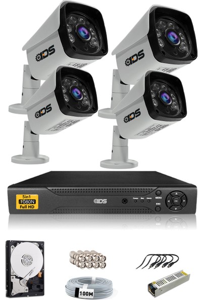 Ids 4 Kameralı 5mp Sony Lensli 1080P Fullhd Güvenlik Kamerası Sistemi - Cepten Izle - 250DIŞ