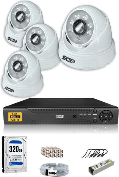 Ids 4 Kameralı 5mp Sony Lensli 1080P Fullhd Güvenlik Kamerası Sistemi - Cepten Izle - 320 Iç Ids 4 Kameralı 5mp Sony Lensli 1080P Fullhd Güvenlik Kamerası Sistemi - Cepten Izle - 320 Iç