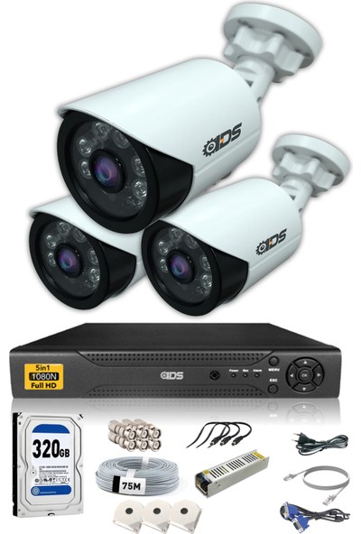 Ids 3 Kameralı 5mp Lensli 1080P Fullhd Kamera Seti - Gece Görüşlü - Su Geçirmez - Cepten Izle Ids 3 Kameralı 5mp Lensli 1080P Fullhd Kamera Seti - Gece Görüşlü - Su Geçirmez - Cepten Izle