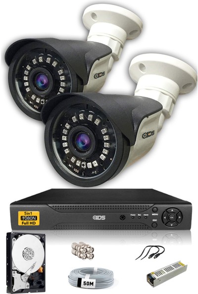 Ids 2 Kameralı 5mp Sony Lensli 1080P Fullhd Güvenlik Kamerası Sistemi - Cepten Izle - 250DIŞ