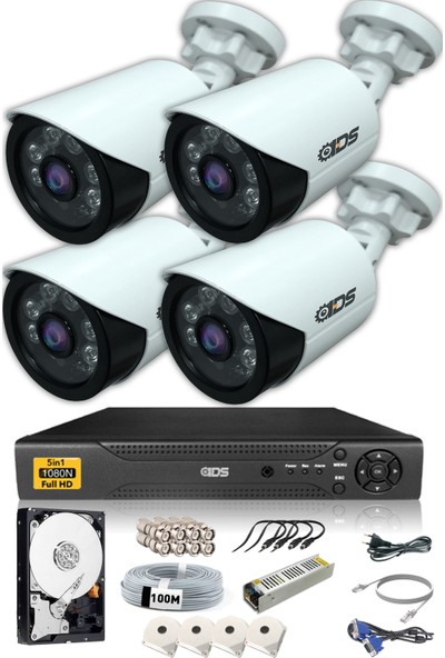 Ids 4 Kameralı 5mp Sony Lensli 1080P Fullhd Güvenlik Kamerası Sistemi - Cepten Izle - 250DIŞ Ids 4 Kameralı 5mp Sony Lensli 1080P Fullhd Güvenlik Kamerası Sistemi - Cepten Izle - 250DIŞ