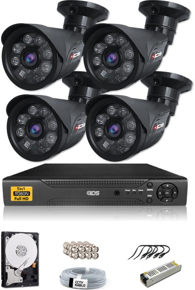 Ids 4 Kameralı 5mp Sony Lensli 1080P Fullhd Güvenlik Kamerası Sistemi - Cepten Izle - 250DIŞ Ids 4 Kameralı 5mp Sony Lensli 1080P Fullhd Güvenlik Kamerası Sistemi - Cepten Izle - 250DIŞ