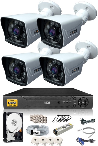 Ids 4 Kameralı 5mp Sony Lensli 1080P Fullhd Güvenlik Kamerası Sistemi - Cepten Izle - 250DIŞ Ids 4 Kameralı 5mp Sony Lensli 1080P Fullhd Güvenlik Kamerası Sistemi - Cepten Izle - 250DIŞ