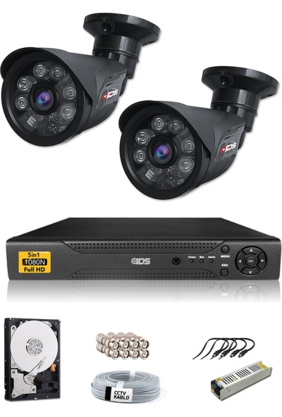 Ids 2 Kameralı 5mp Sony Lensli 1080P Fullhd Güvenlik Kamerası Sistemi - Cepten Izle - 250DIŞ Ids 2 Kameralı 5mp Sony Lensli 1080P Fullhd Güvenlik Kamerası Sistemi - Cepten Izle - 250DIŞ