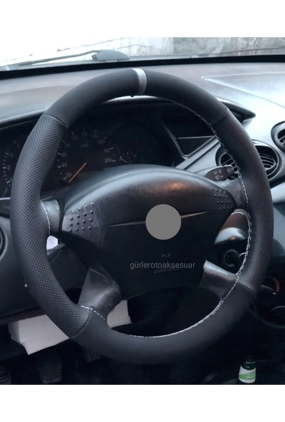 Gürler Oto Kılıf ve Aksesuar Ford Focus 1 Dikmeli Direksiyon Kılıfı Alkantra Delikli Gri Yüzük