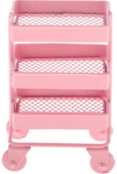 1/12 Minyatür 3 Katmanlı Depolama Raf W / 4 Dollhouse Dekor Için 4 Tekerlekler