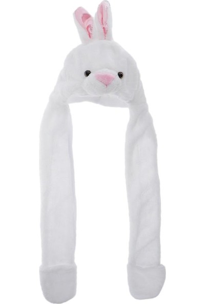 Karikatür Çocuklar Yetişkinler Kış Bulanık Hayvan Şapka Eşarp Eldiven Beyaz Tavşan Karikatür Çocuklar Yetişkinler Kış Bulanık Hayvan Şapka Eşarp Eldiven Beyaz Tavşan