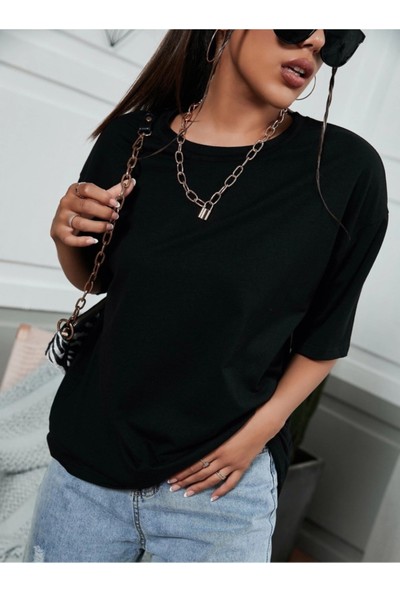 VBS Vibes Vbsvibes Kadın Siyah Oversize T-Shirt Vbs-Duzsıyahkdn VBS Vibes Vbsvibes Kadın Siyah Oversize T-Shirt Vbs-Duzsıyahkdn