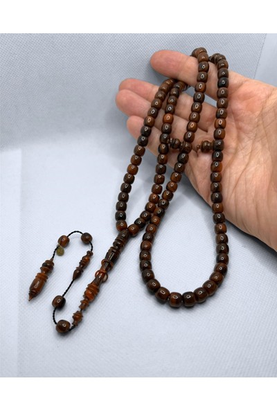 Kehribar Store Sıkma Kehribar 99 Luk Namaz Tesbihi Sistemli Tekerlek Kesim Halkalı Imame Usta Işçilikli