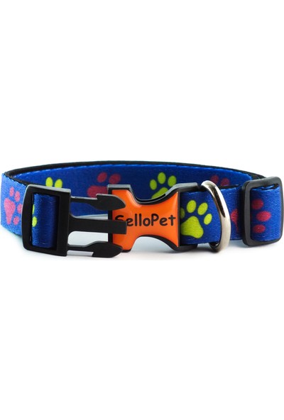 SelloPet Köpek Ayarlanabilir Mavi Pati Desenli Boyun Tasması