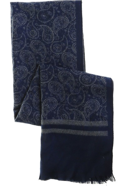 Fabrika Desenli Indigo Erkek Atkı