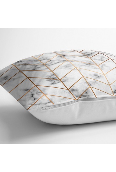 Rihen's World Mermer Zeminli Geometrik Desenli Modern Yastık Kırlent Kılıfı