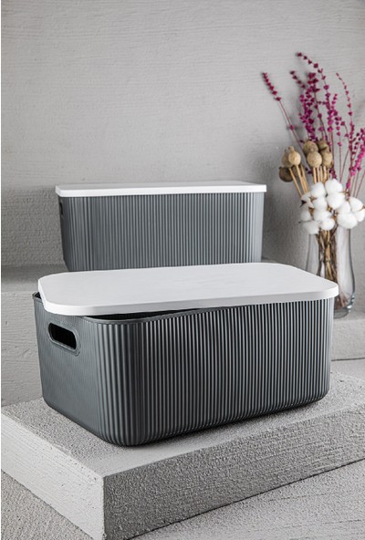 Selldey 2 Adet Storage 13 Lt Gri, Çok Amaçlı Dolap Içi Düzenleyici Kapaklı Kutu, Dekoratif Saklama Kutusu Selldey 2 Adet Storage 13 Lt Gri, Çok Amaçlı Dolap Içi Düzenleyici Kapaklı Kutu, Dekoratif Saklama Kutusu