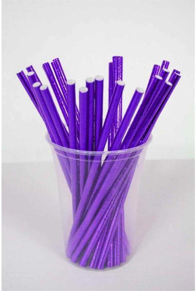 İpek Böceği Mor Renk Kağıt Pipet 25 Adet