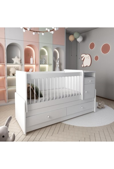 Sofia Büyüyen ve Sallanır Beşik Beyaz Mdf