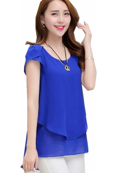 Luisa Moretti Slim Fit Kısa Kollu Şifon Gömlek Bluz-Mor Luisa Moretti Slim Fit Kısa Kollu Şifon Gömlek Bluz-Mor