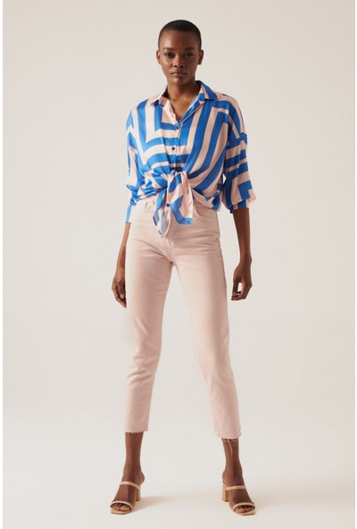 Cloi 22SS-02-6150 Kot Pantolon Mom Paçası Kesik