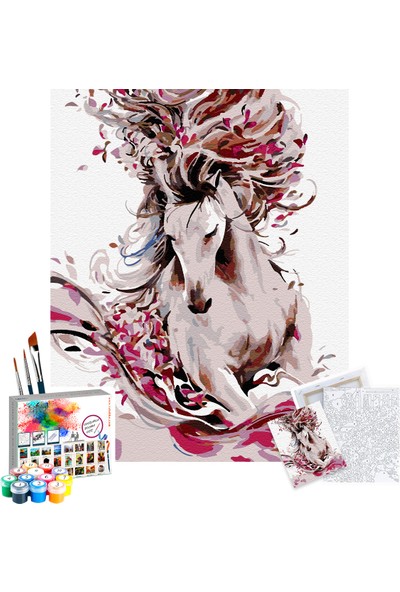 Tabdiko Sayılarla Boyama Seti 40 x 50 cm Tuval Şasesine Gerili Atın Özgürlüğü