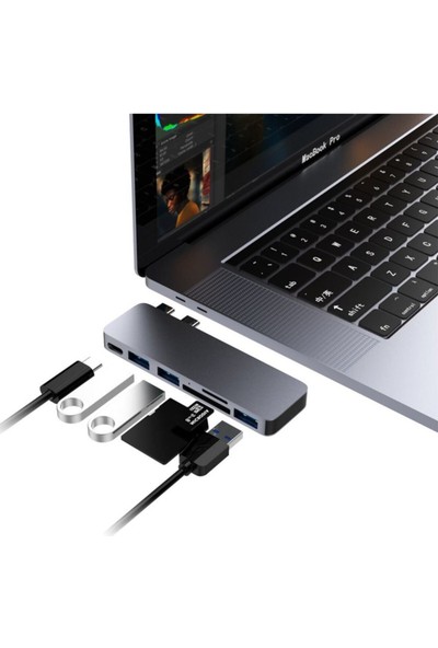 Apple Macbook 13.3' Air 2020 USB Çoklayıcı & Şarj Kablo Qgeem QG-UH06 Type-C Hub Apple Macbook 13.3' Air 2020 USB Çoklayıcı & Şarj Kablo Qgeem QG-UH06 Type-C Hub