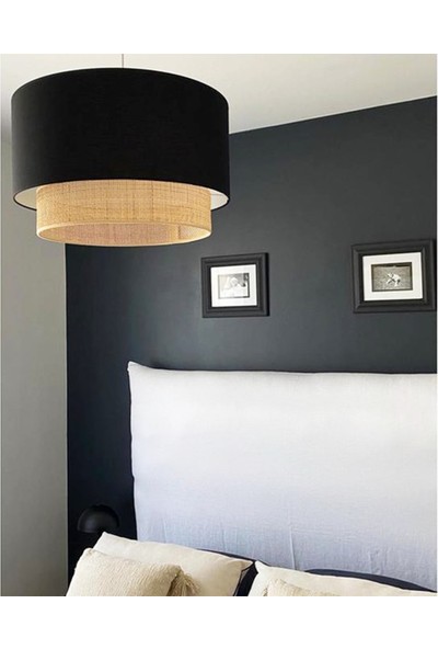 Homing Jüt Iç Kumaşlı Siyah Başlıklı Sarkıt Avize