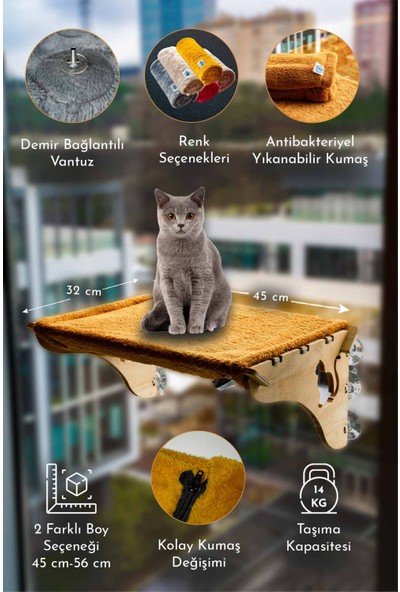 URZ Cama Asılan Yapışan Vantuzlu Kedi Yatağı Yıkanabilir 5 Renk 2 Boy URZ Cama Asılan Yapışan Vantuzlu Kedi Yatağı Yıkanabilir 5 Renk 2 Boy