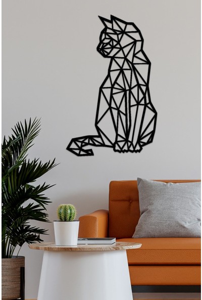 Gibella Geometrik Kedi Siyah Lazer Kesim Duvar Dekorasyon Ürünü Gibella Geometrik Kedi Siyah Lazer Kesim Duvar Dekorasyon Ürünü