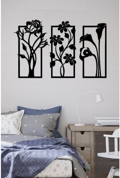 Gibella 3 Parça Çerçeveli Modern Çiçekler Lazer Kesim Ahşap Duvar Dekorasyon Ürünü Gibella 3 Parça Çerçeveli Modern Çiçekler Lazer Kesim Ahşap Duvar Dekorasyon Ürünü