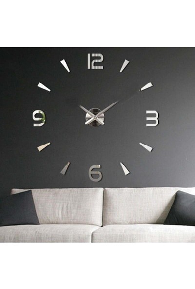 Gibella Latin Rakamlı 3D Gümüş Pleksi Aynalı Duvar Saati Gibella Latin Rakamlı 3D Gümüş Pleksi Aynalı Duvar Saati