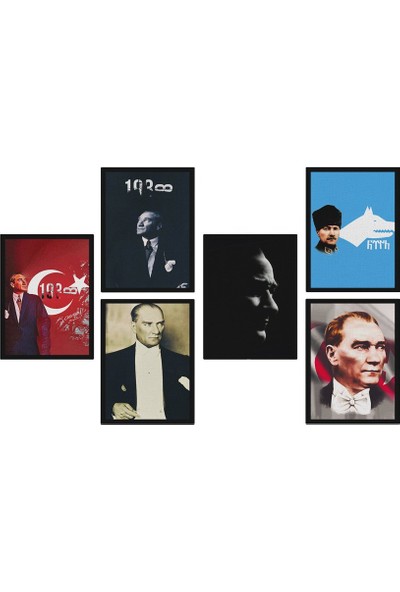 Hero Tasarım Atatürk 6 Parça Mdf TABLOGMZ331 Hero Tasarım Atatürk 6 Parça Mdf TABLOGMZ331