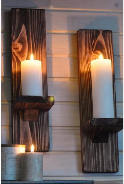 Zümra Ahşap Ahşap Mumluk 2 Adet Zümra Ahşap Ahşap Mumluk 2 Adet