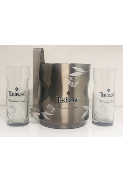 Poyraz Sanat Tekirdağ Kavrulmus Anason Buz Kovası + 2 Adet Bardak Hediye