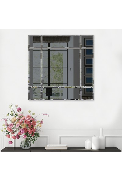 Decorita Ayna - Füme Ayna - 9 Parçalı Tasarım Ayna - 100CM x 100CM