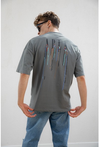 Ablk Baskılı Oversize T-Shirt Füme