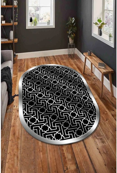 Benzahome Dijital Baskılı Keçe ( Dot ) Taban Oval Halı MS767 Benzahome Dijital Baskılı Keçe ( Dot ) Taban Oval Halı MS767