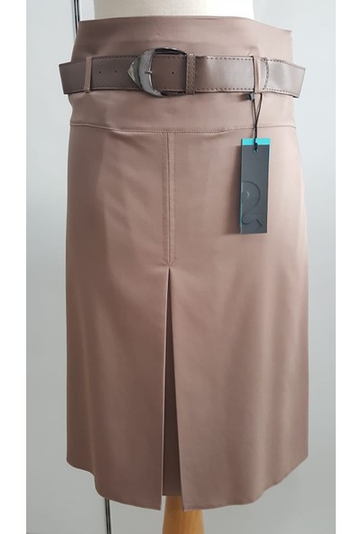 Soralline Bayan A Pile Etek 65 cm Boyunda Astarlı 722 Vizon