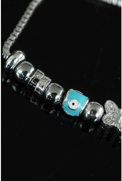 2Y Boutique Gümüş Renkli Kelebek ve Nazar Boncuklu Kadın Bileklik 2Y Boutique Gümüş Renkli Kelebek ve Nazar Boncuklu Kadın Bileklik