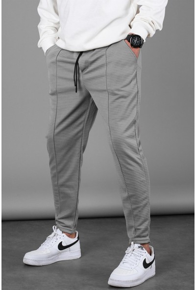 Madmext Boyalı Gri Çizgili Erkek Eşofman Altı