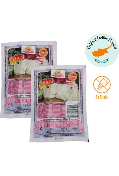 Koop Süt Az Tuzlu Hellim Peynir 220 gr 2'li Koop Süt Az Tuzlu Hellim Peynir 220 gr 2'li