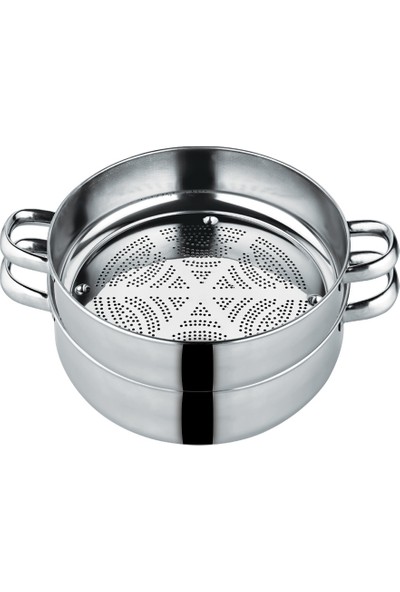 Buharda Pişirme Aparatı 2 Parça 24 cm Çelik Tencere Için Buharda Pişirme Aparatı 2 Parça 24 cm Çelik Tencere Için