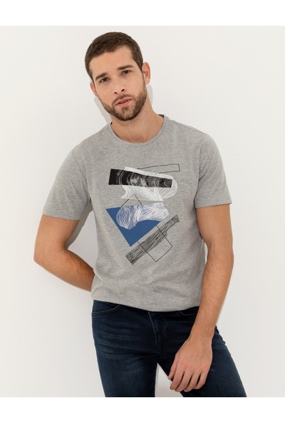 Pierre Cardin Açık Gri Melanj Slim Fit Bisiklet Yaka T-Shirt 50249799-VR091 Pierre Cardin Açık Gri Melanj Slim Fit Bisiklet Yaka T-Shirt 50249799-VR091