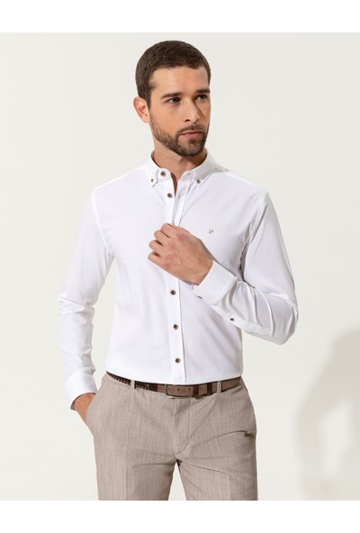 Pierre Cardin Beyaz Slim Fit Gömlek 50249719-VR013 Pierre Cardin Beyaz Slim Fit Gömlek 50249719-VR013