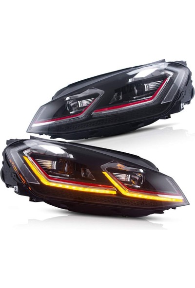 Boostzone Volkswagen Golf 6 (2008-2013) 7.5 Style Kırmızı Şeritli Led Far Seti Lam-T102 Boostzone Volkswagen Golf 6 (2008-2013) 7.5 Style Kırmızı Şeritli Led Far Seti Lam-T102