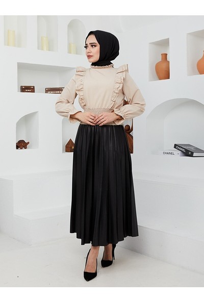 Brm Kadın Gipeli Fırfırlı Tesettür Bluz