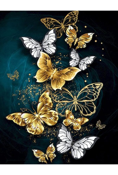 Hobi Tedarik Kelebek Desenler Çerçeveli 40X50 Sayılarla Boyama Hobi Seti