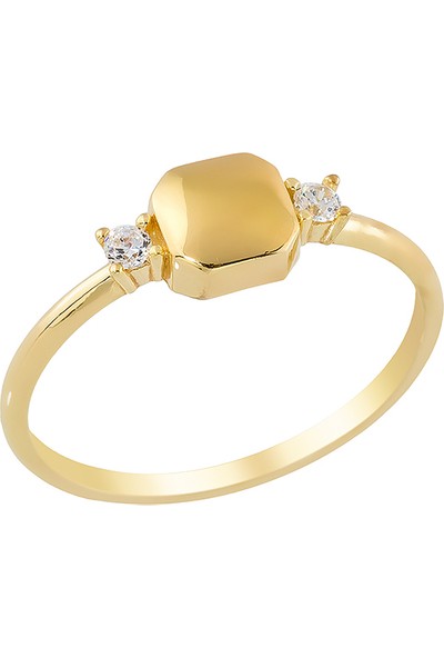 Narla Jewellery 8 Ayar Kare 2 Taş Yüzük
