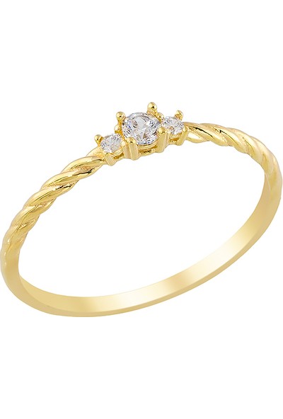 Narla Jewellery 8 Ayar Üçtaş Burma Motif Yüzük