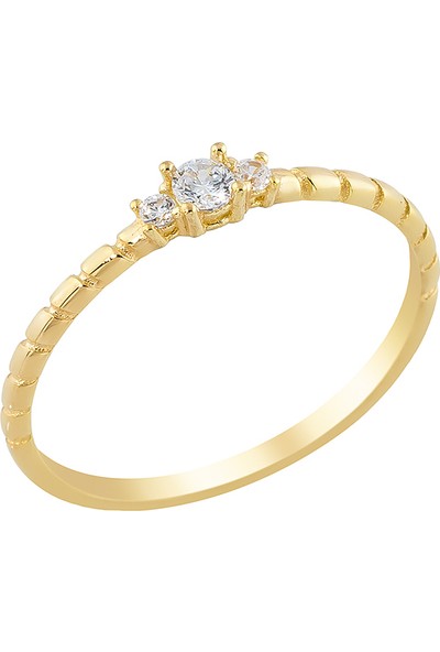 Narla Jewellery 8 Ayar Üçtaş Tırtıklı Motif Yüzük